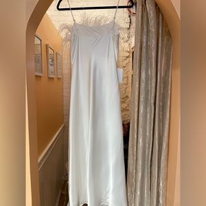 Line & Dot | Dresses | Line And Dot Kiki Satin Feather Trim Slip Dress ...